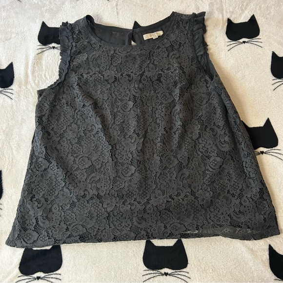 LOFT | Tops | Loft Plus Grey Lace Sleeveless Shell Size 6 | Poshmark